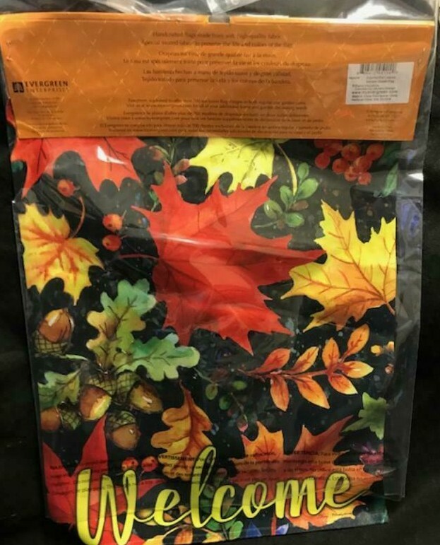 Evergreen Decorative Garden Suede Flag FALL Welcome Leaf Acorn 12”x18 ...