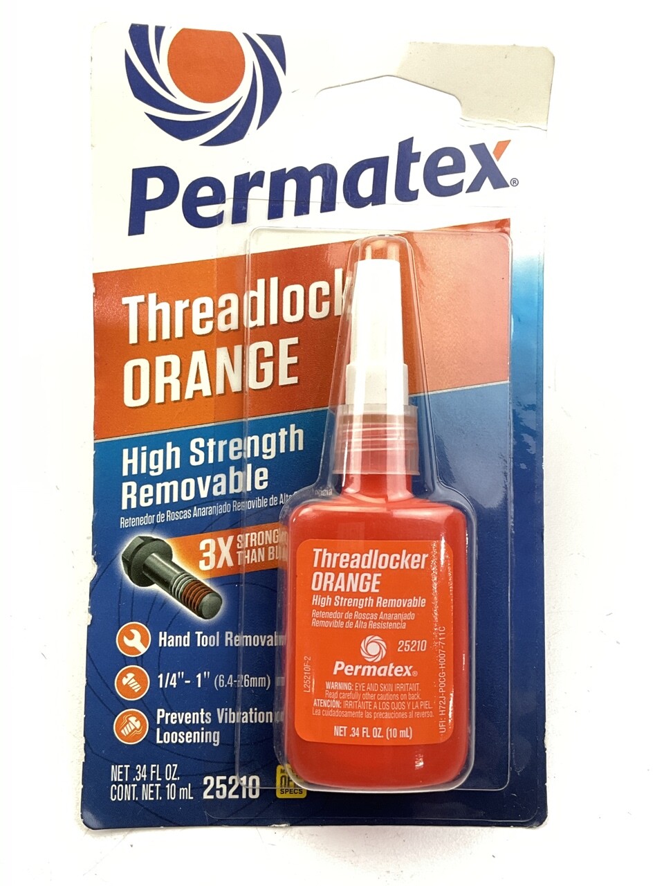 Permatex 25210 High Strength Removable Orange ThreadLocker 10ml (Pack ...