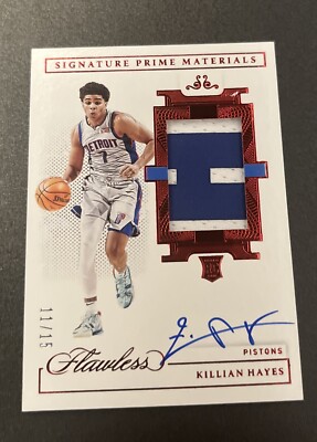 2020-21 Flawless Killian Hayes RC Signature Prime Materials Patch Auto ...