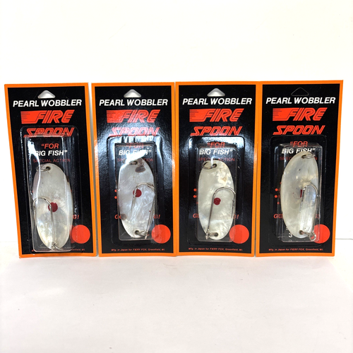 VINTAGE Fiery Fox Pearl Wobbler Fire Spoon size: 3” ( LOT OF 4) SEALED ...