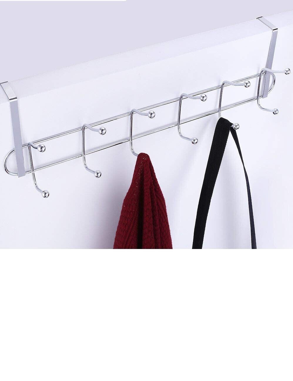 12 HOOKS CHROME OVER THE DOOR WASHROOM COAT HANGER CLOTHES TOWEL ...