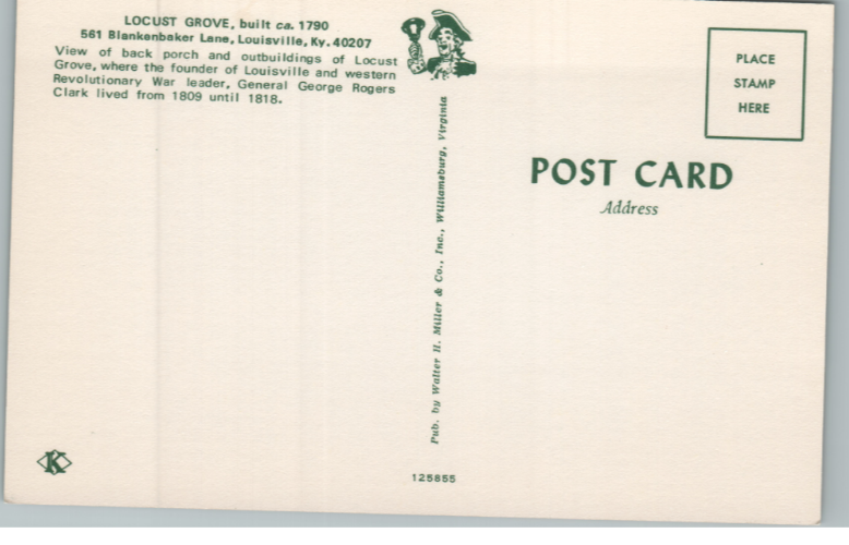 Vintage Postcard Locust Grove Blankenbaker Lane Louisville KY George ...