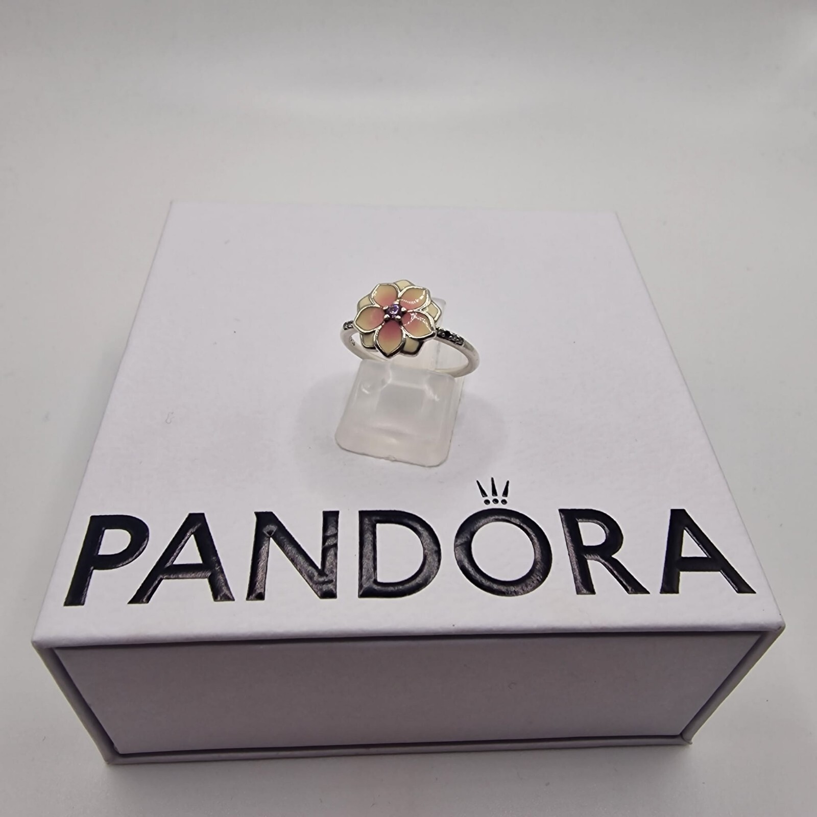 Genuine Pandora Magnolia Bloom Pink Flower Ring ALE 9… - Gem