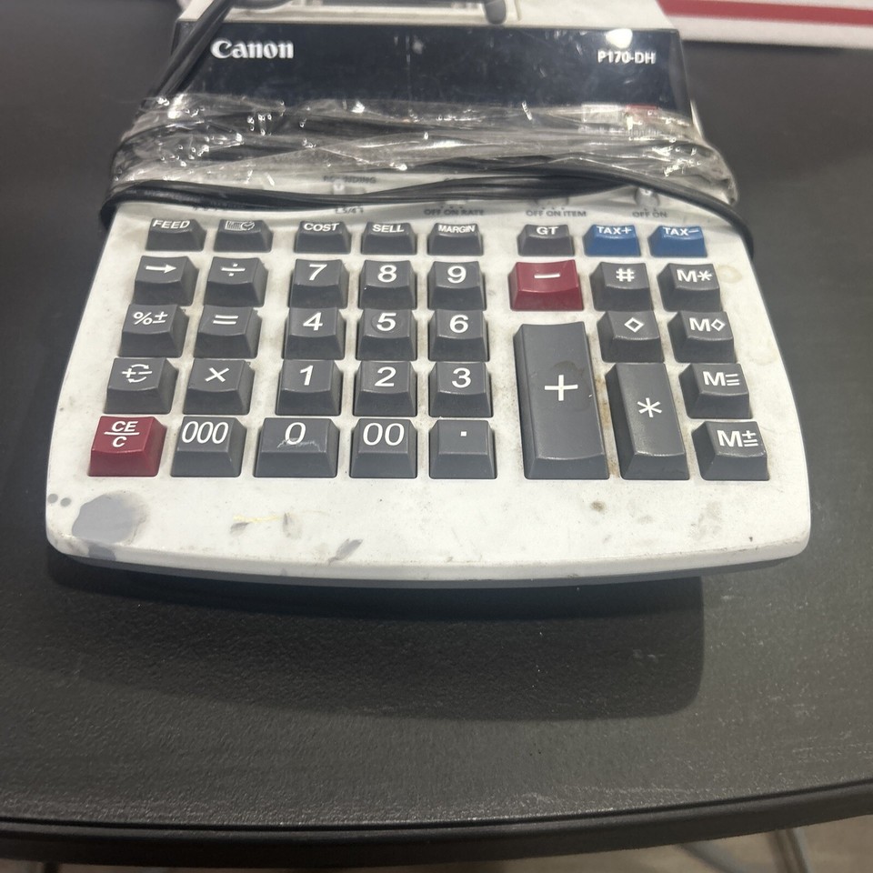 Canon 10 Key Calculator P170-DH 12 Digit Adding Business Machine Clock ...