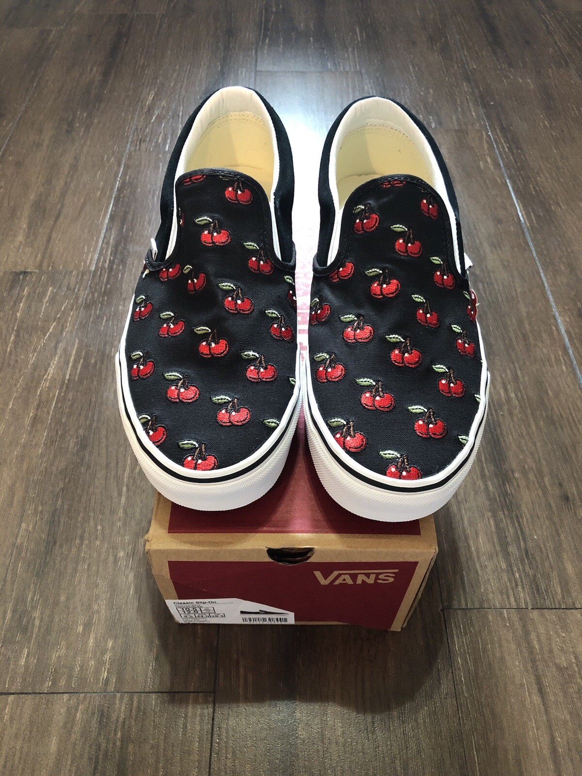Vans Classic Slip-On Cherries Black Red Sz 9.5 - 13 VN0A4U38L6M Slip On ...