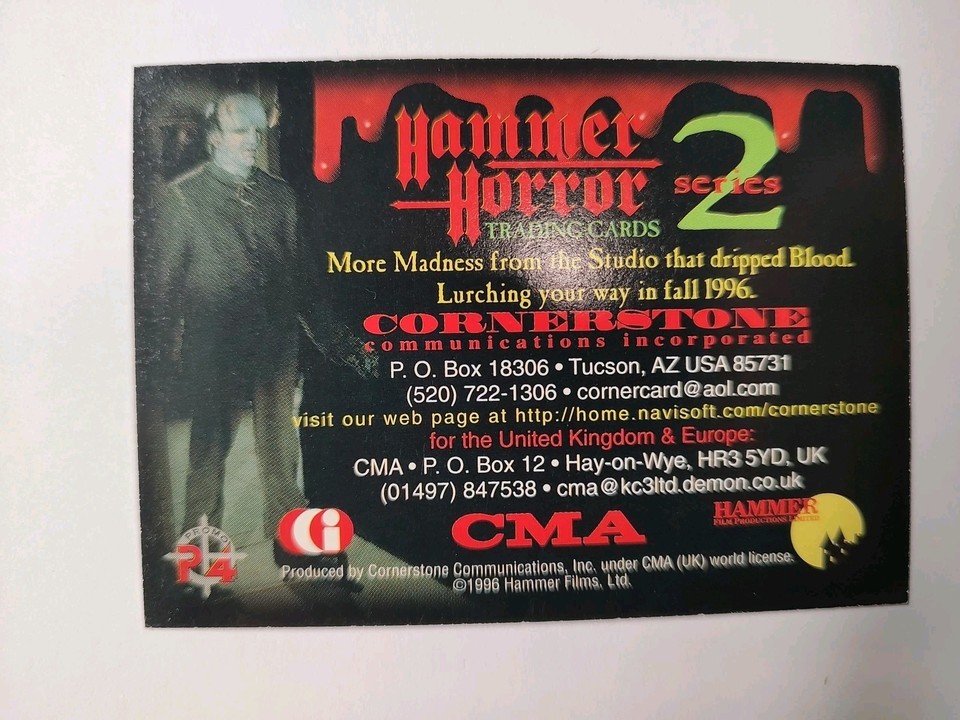 NEW UNCIRCULATED Hammer Horror Trading Cards Series 2 Promo Card P4 ...