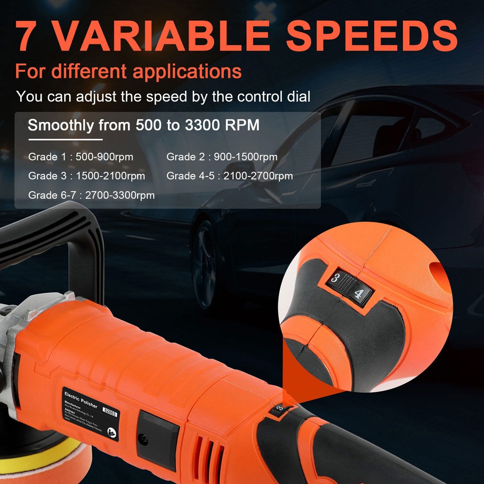 Electric Car Polisher Sander Buffer Polishing Machine Kit 1580W 7 ...