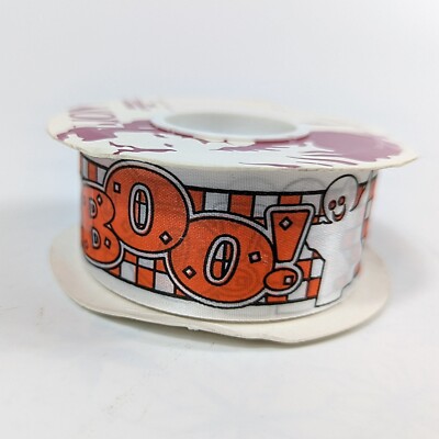 Vintage Lion Ribbon Co Halloween Ribbon Ghosts BOO 25 Yards Orange ...