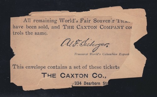 US Columbian Ticket Envelope from The Caxton Company, Chicago VG (-004 ...