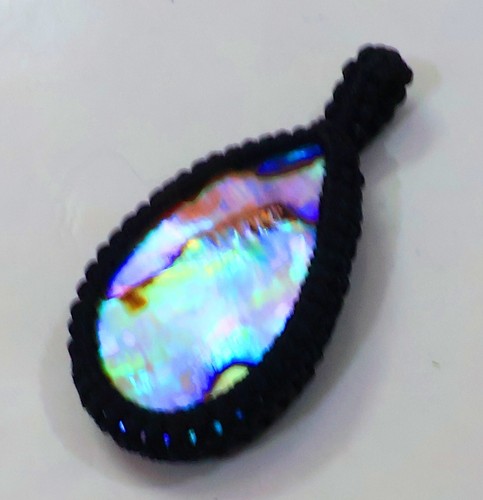 45 CT MACRAME PEAR PENDANT 100% NATURAL ABALONE SHELL GEMSTONE AA-1353 ...