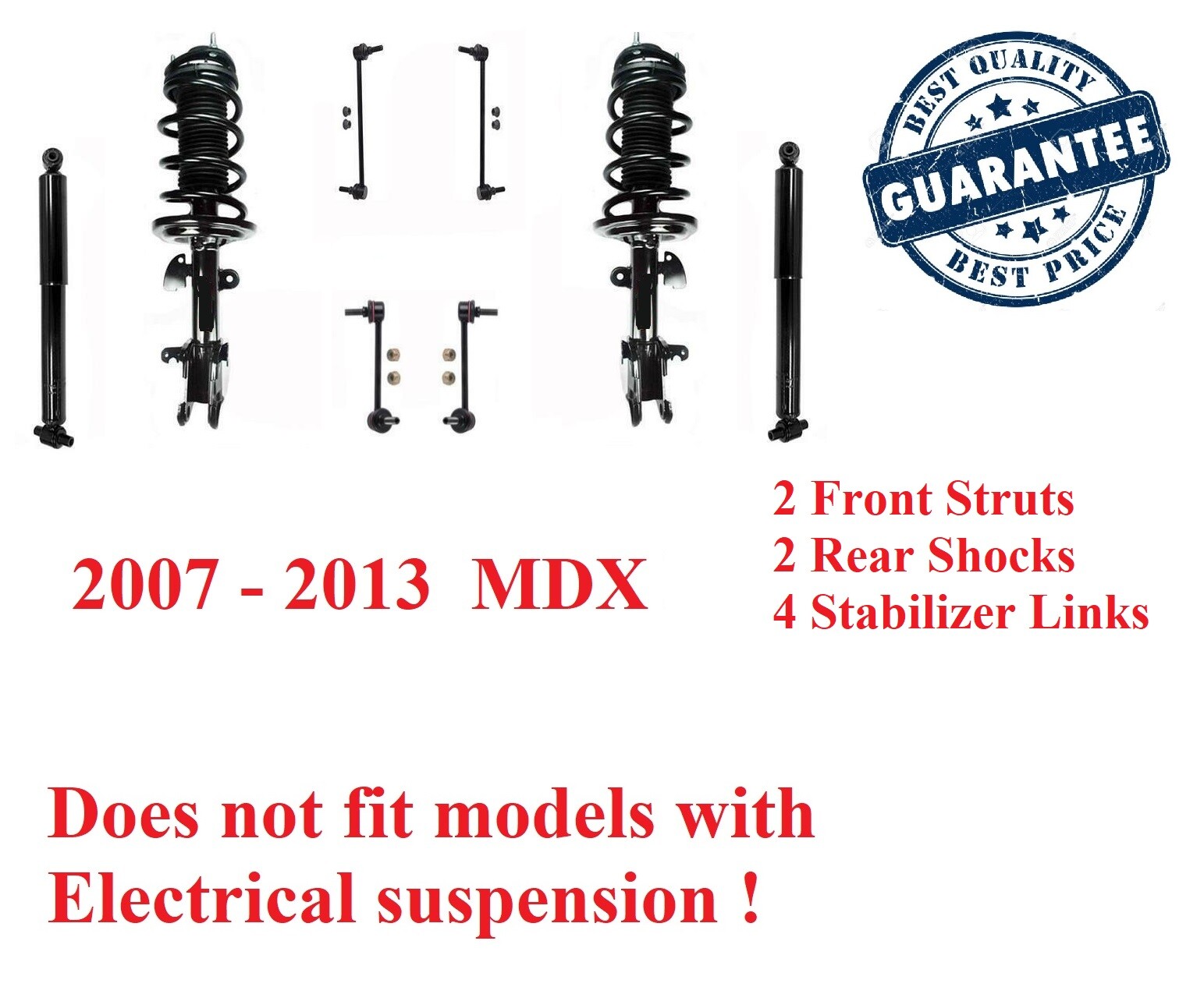 Front Complete Strut Shocks Links for 2007-2013 Acura MDX 8 Pcs 07-13 ...