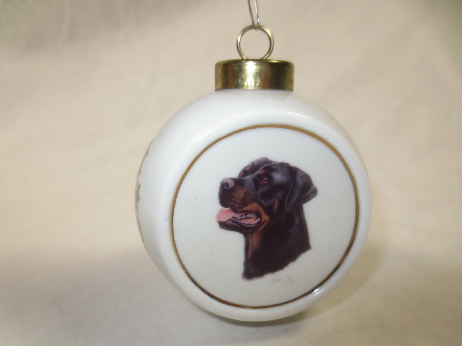 round Porcelain or glass Rottweiler Christmas Ornament Dog Ornament w ...