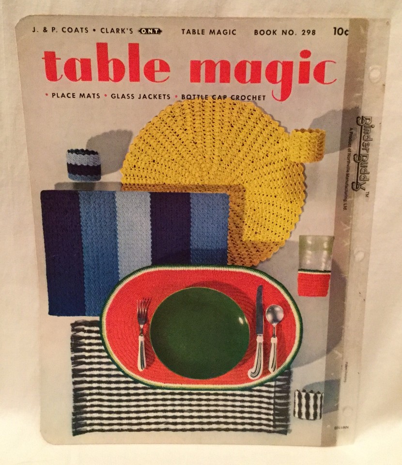Vintage J & P Coats & Clarks Table Magic Book No. 298 Place Mats Glass ...