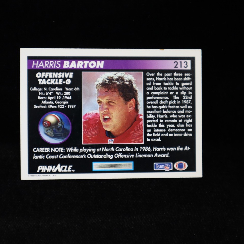 1992 Harris Barton San Francisco 49ers Pinnacle #213 | eBay