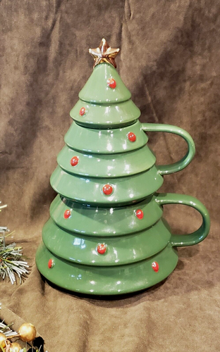 Hallmark Christmas Tree Stacking Ceramic Mugs 3 Piece Set 763795799565 ...