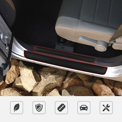 4 Pieces Rubber Door Rear Wear Window Cover Panel Pedal Protection Auto ...