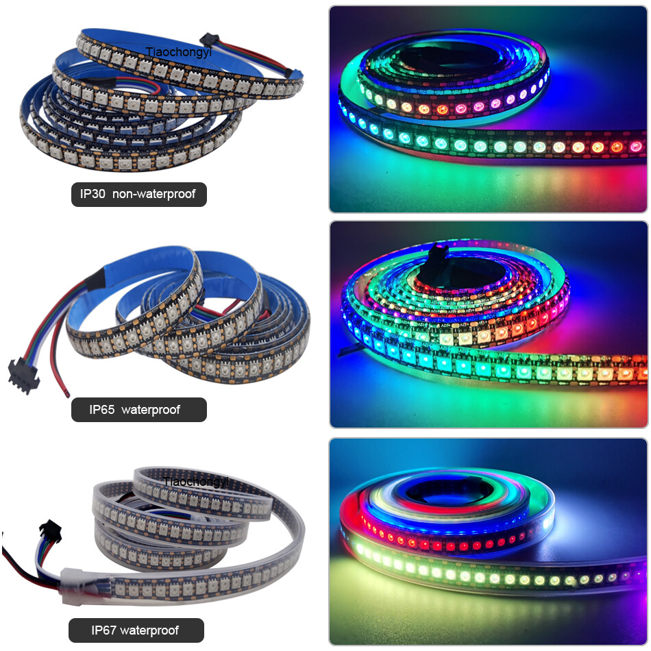 DC 12V WS2815 addressable RGB full color LED light stirp 144 pixels/m ...