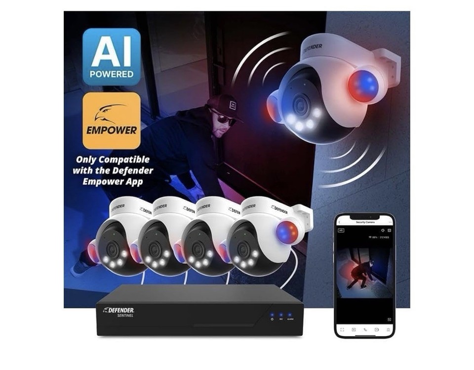 Defender AI Powered Sentinel 4K 8CH PoeE Security Camera System 4pcs ...