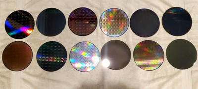 12 PC Lot Genuine Semiconductor Silicon 200mm 8" Wafers IC Chip Litho ...