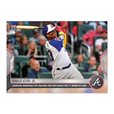 2022 TOPPS NOW #134 RONALD ACUNA JR BRAVES OFF BALANCE 450FT HOME RUN ...