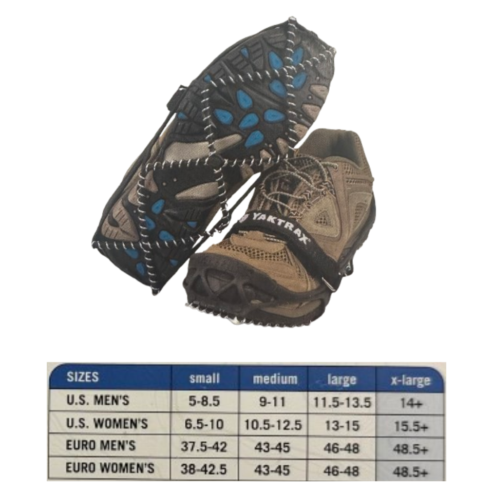 Yaktrax Pro for Ice, Snow, Hiking, Black (Size M-XL ) lightweight Shoe ...