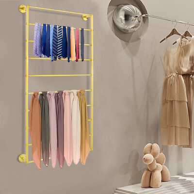 10-Bar Wall Mounted Scarf Rack Bathroom Towels Storage Rack Wall ...