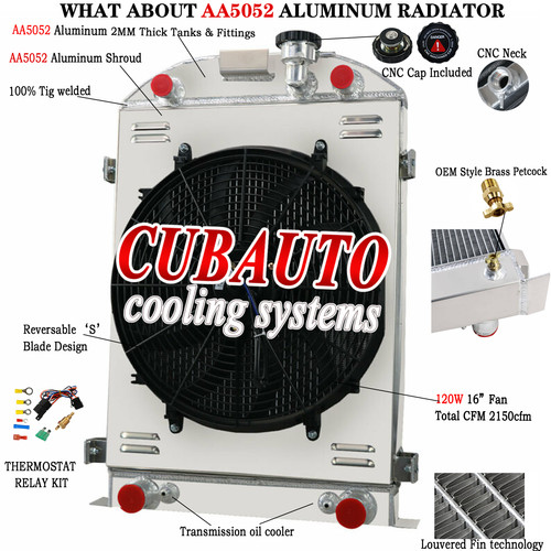 For 1930-1931 Ford Model A Grill Shells Flathead V8 3 ROW Radiator ...