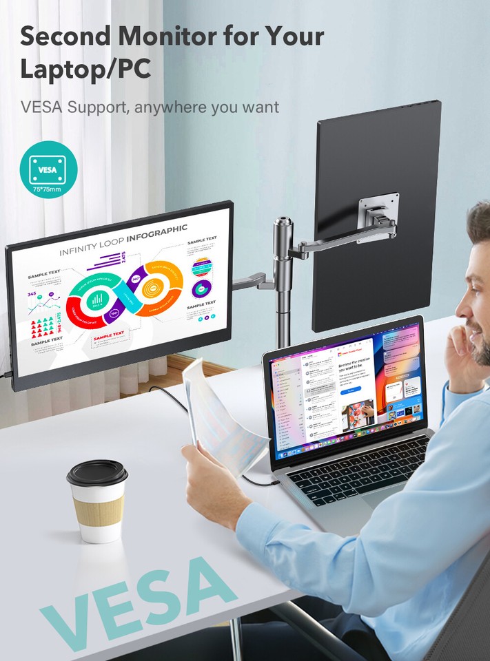 UPERFECT 17.3 inch 2K Portable Monitor QHD Gaming Monitor USB C Laptop ...