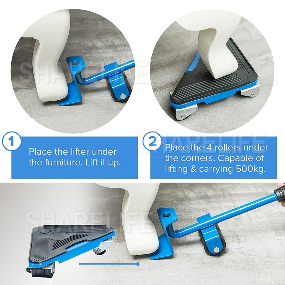 5pcs Furniture Slider Lifter Moves Wheels Mover Kit Home Moving Lifting ...