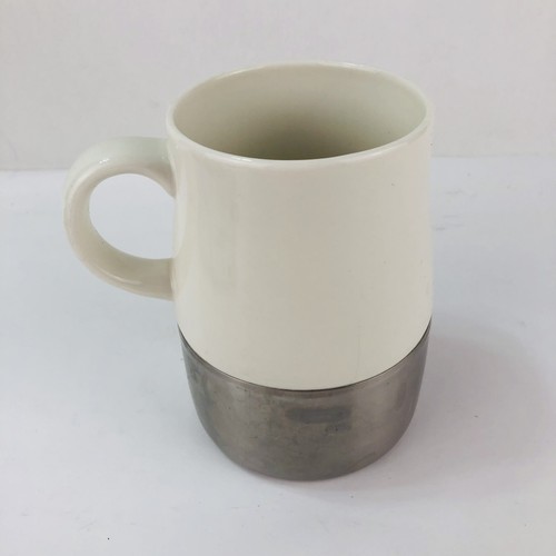 Starbucks Mug White Ceramic Top Stainless Steel Bottom Rubber 14oz VTG ...