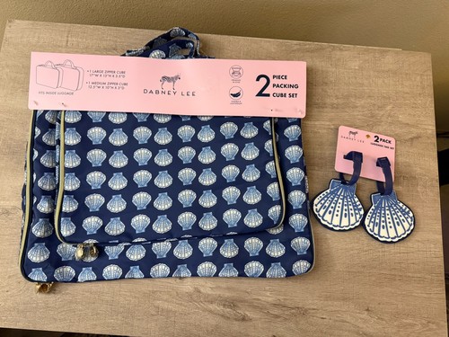 Dabney Lee 4 pc Packing Cube & Luggage Tag Travel Set Blue Seashell New ...