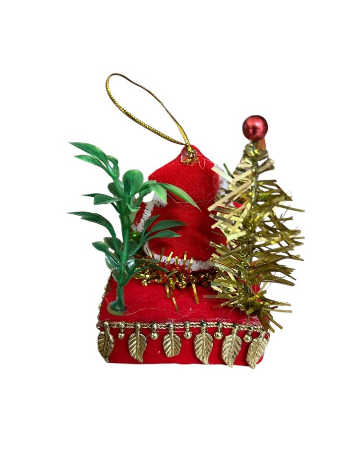 Vintage Santa Clause Ornaments plastic felt Christmas Tree 3” tall MCM ...