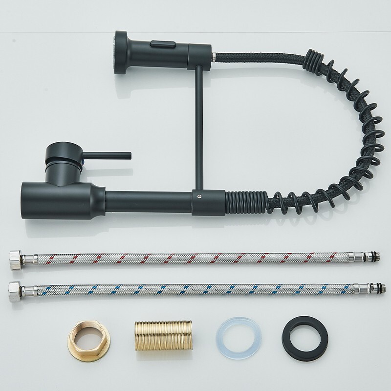 Black Kitchen Sink Mixer Tap Pull Out Spray Head Monobloc Single Lever ...