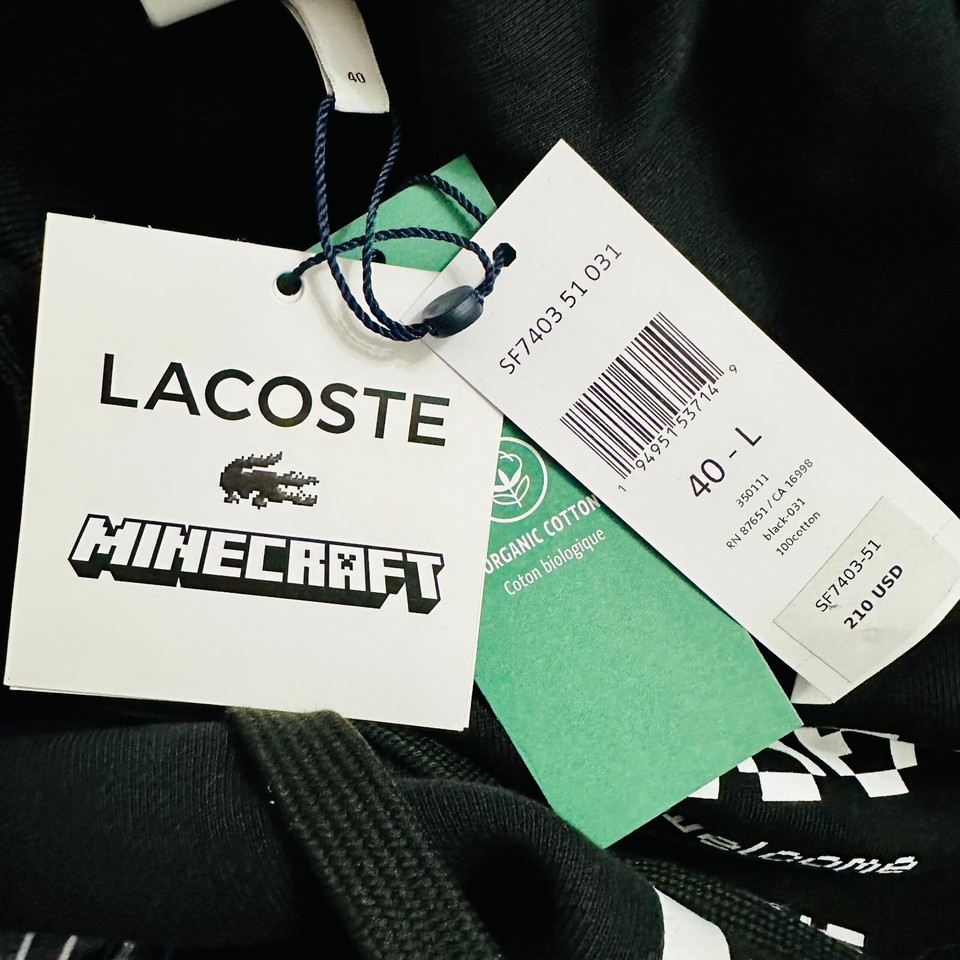 LACOSTE X MINECRAFT COLLAB ORGANIC COTTON OVERSIZED CROPPED HOODIE ...