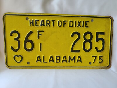 Vintage 1975 Alabama Heart of Dixie License Plate 9221 | eBay