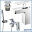 Modern Chrome Bathroom Square Tap Sets | Basin & Bath Taps with Shower ...