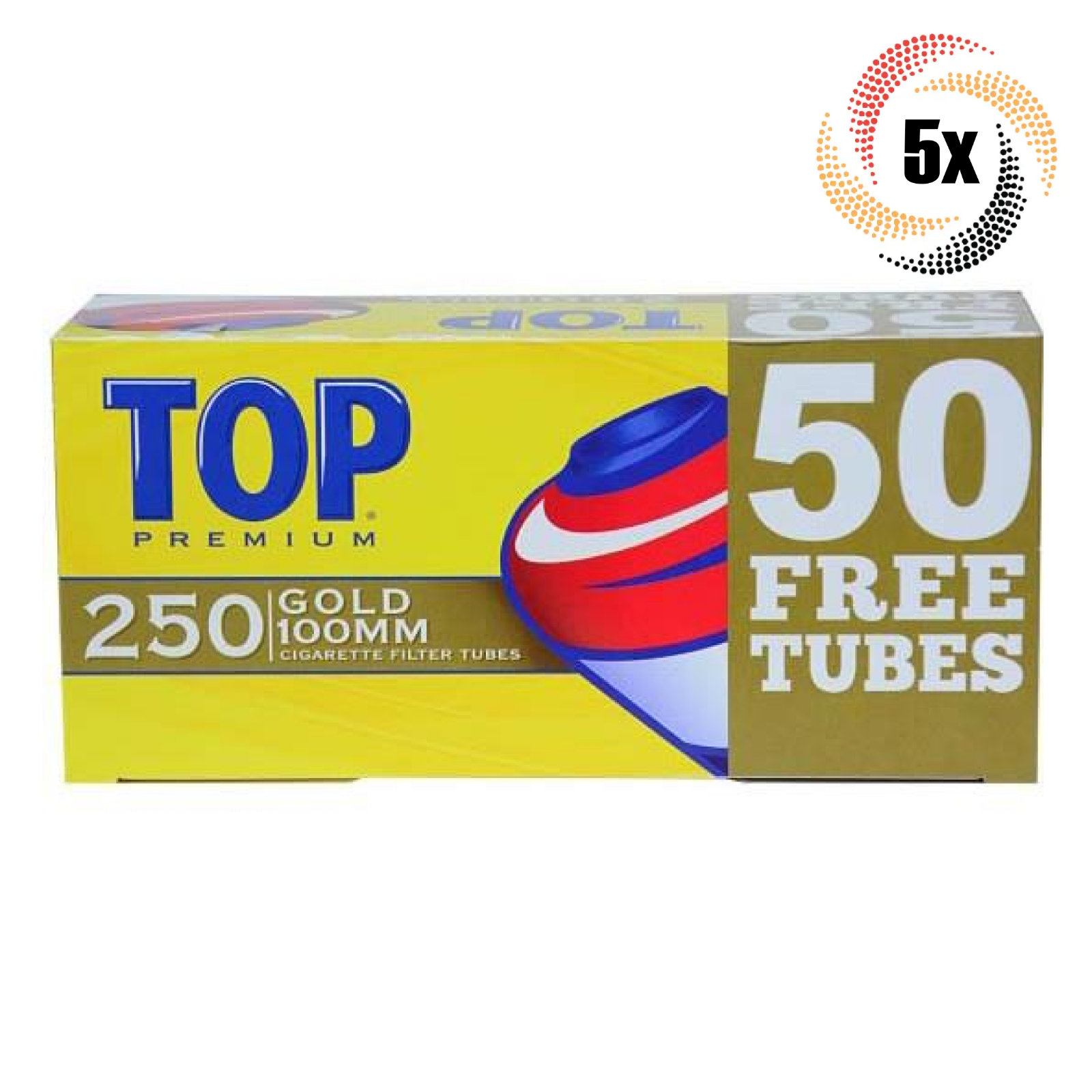 5x Boxes TOP Premium Filter Tubes Gold 100MM ( 1,250 Tubes ) Cigarette ...