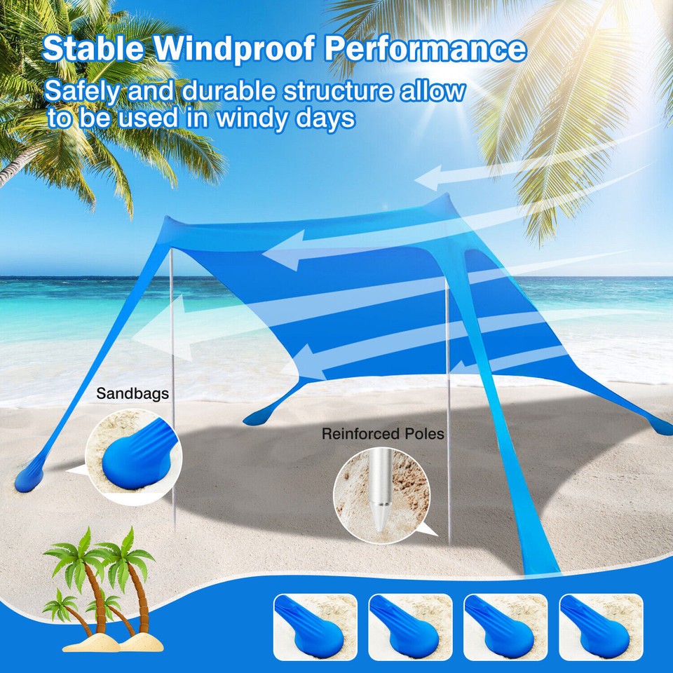 Beach Shade, UPF50+ Portable Beach Shade Tent, Beach Shade Canopy w ...