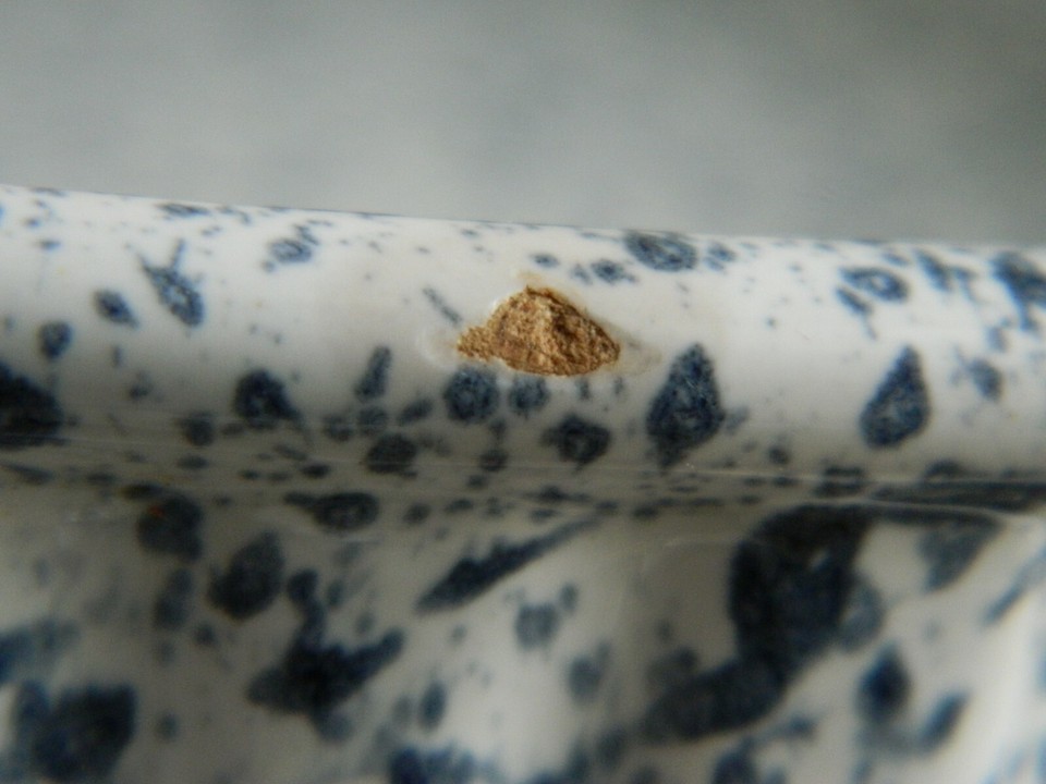 large Ceramic Fluted Outside Quiche Dish Baking Pan Spatterware Blue 11 ...