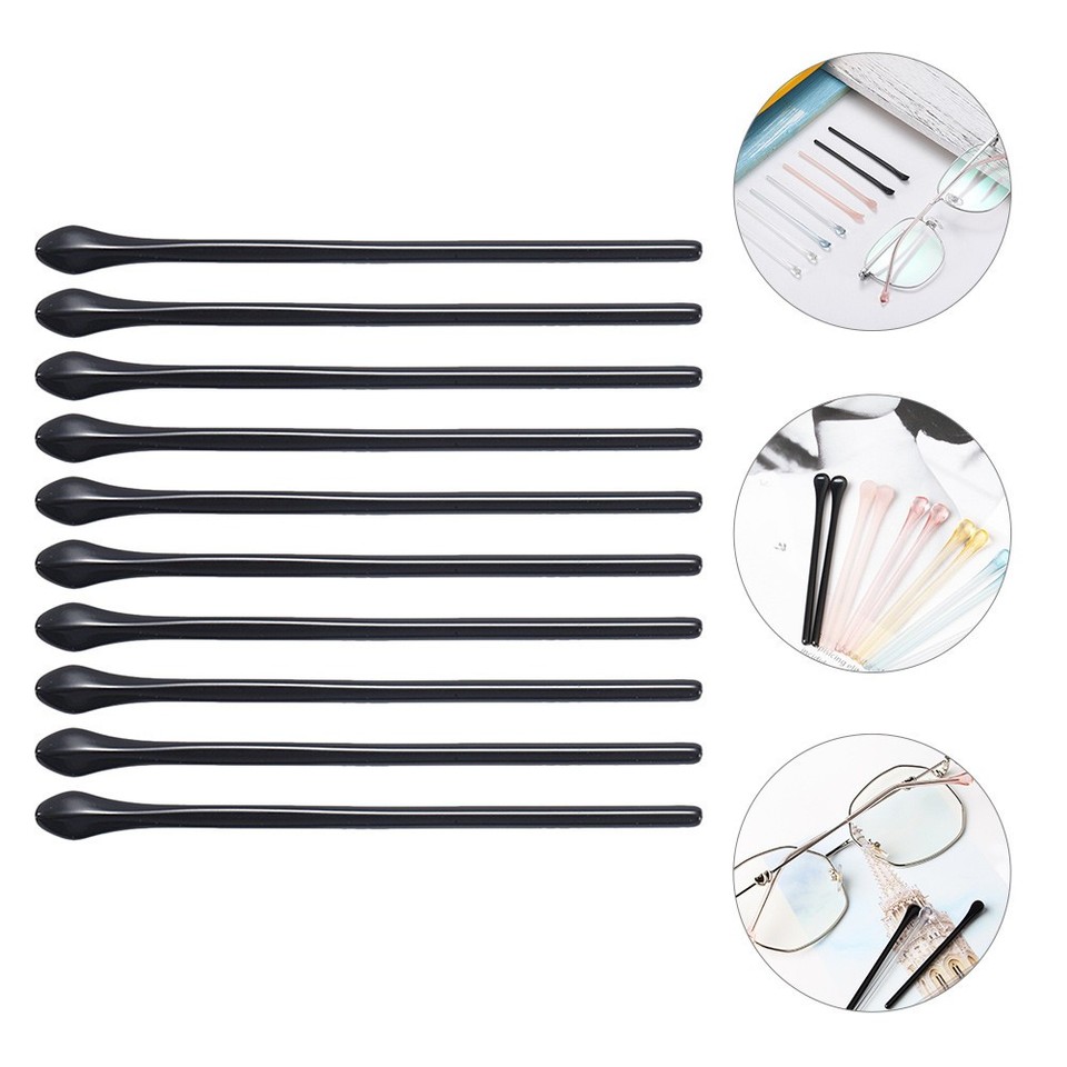 10 Pcs Black Plastic Eyeglass Temple Tips Replacement Parts For Glasses ...