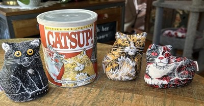 Vintage 1986 Chasley Beanbag Kitties for JUGGLING Catsup Cat Tin & Lid ...