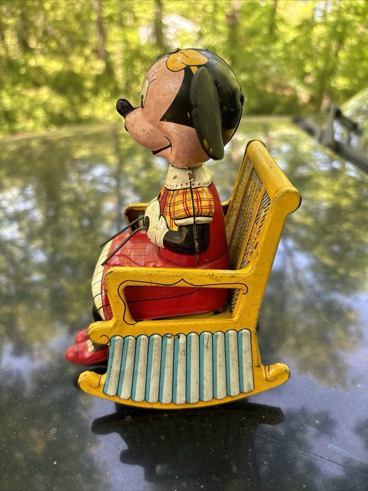 Vintage Mechanical Minnie Mouse Rocking Chair Wind Up Disney Line MAR Japan ! | eBay