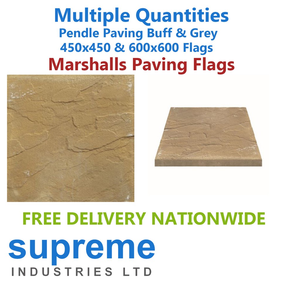 Pendle Riven Paving Slabs Buff & Grey - 450x450 & 600x600 Multiple ...