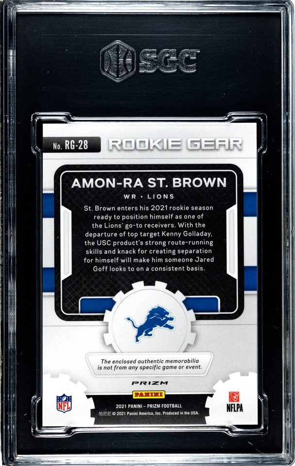 2021 Panini Prizm Amon-Ra St. Brown Rookie Gear Patch RC #RG-28 SGC 9 ...