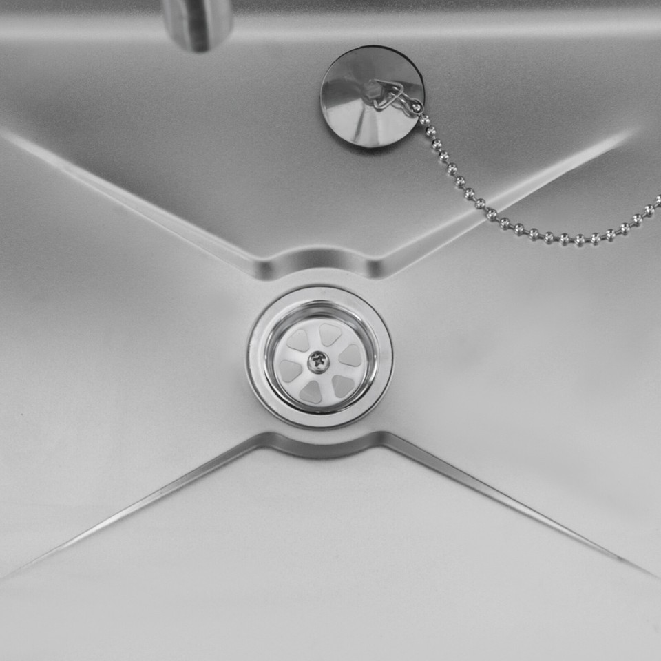 Kitchen Sink with Hot&Cold Faucet and Tempered Glass Lid Stainless ...