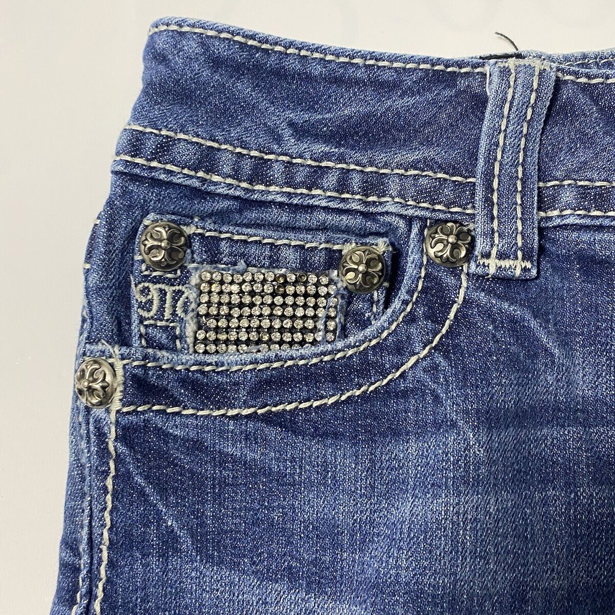 Miss Me Bootcut Jeans Solid Rhinestone Pockets Dark Wash Miss Me Bootcut Jeans Solid Rhinestone Pockets Dark Wash