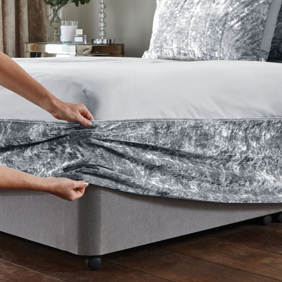 Crushed Velvet Divan Bed Base Wrap Cover Soft Elegant Fitted Double ...