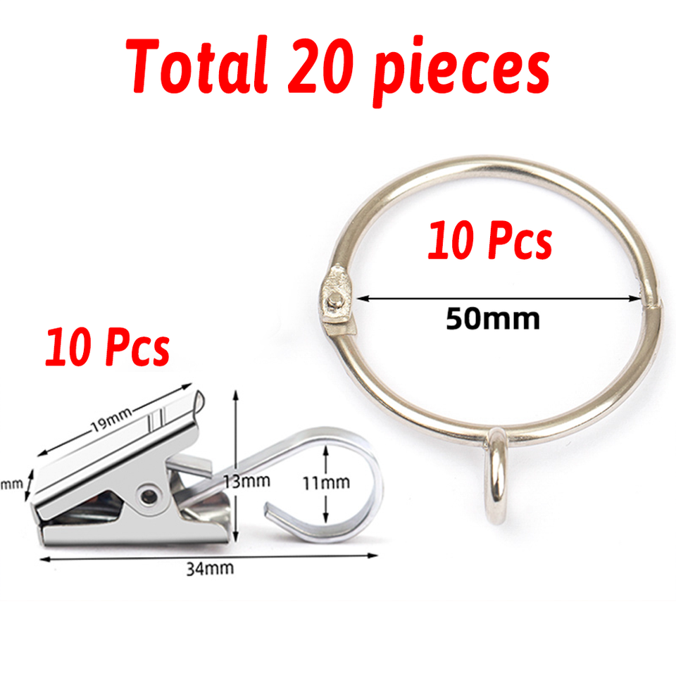 5-50Pcs Stainless Steel Curtain Clips Metal Hanging Rod Hooks For ...