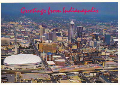 INDIANAPOLIS HOOSIER DOME STADIUM POSTCARD - AERIAL VIEW - COLTS | eBay
