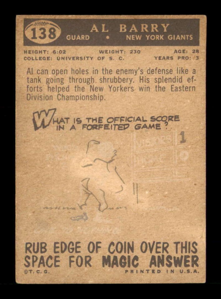 1959 Topps #138 Al Barry RC VG/VGEX X2742773 | eBay